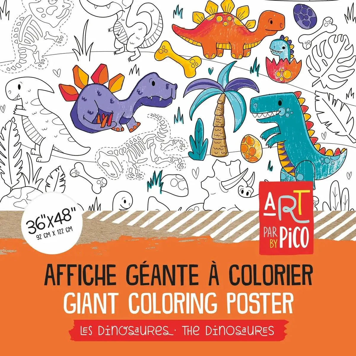 Dinosaur Coloring Poster - Roaring Fun Art | PiCO Tatoo