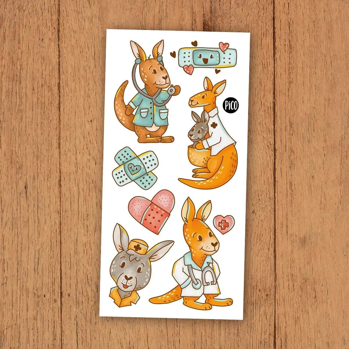 Caring Doctor Kangaroo Temporary Tattoos | PiCO Tatoo