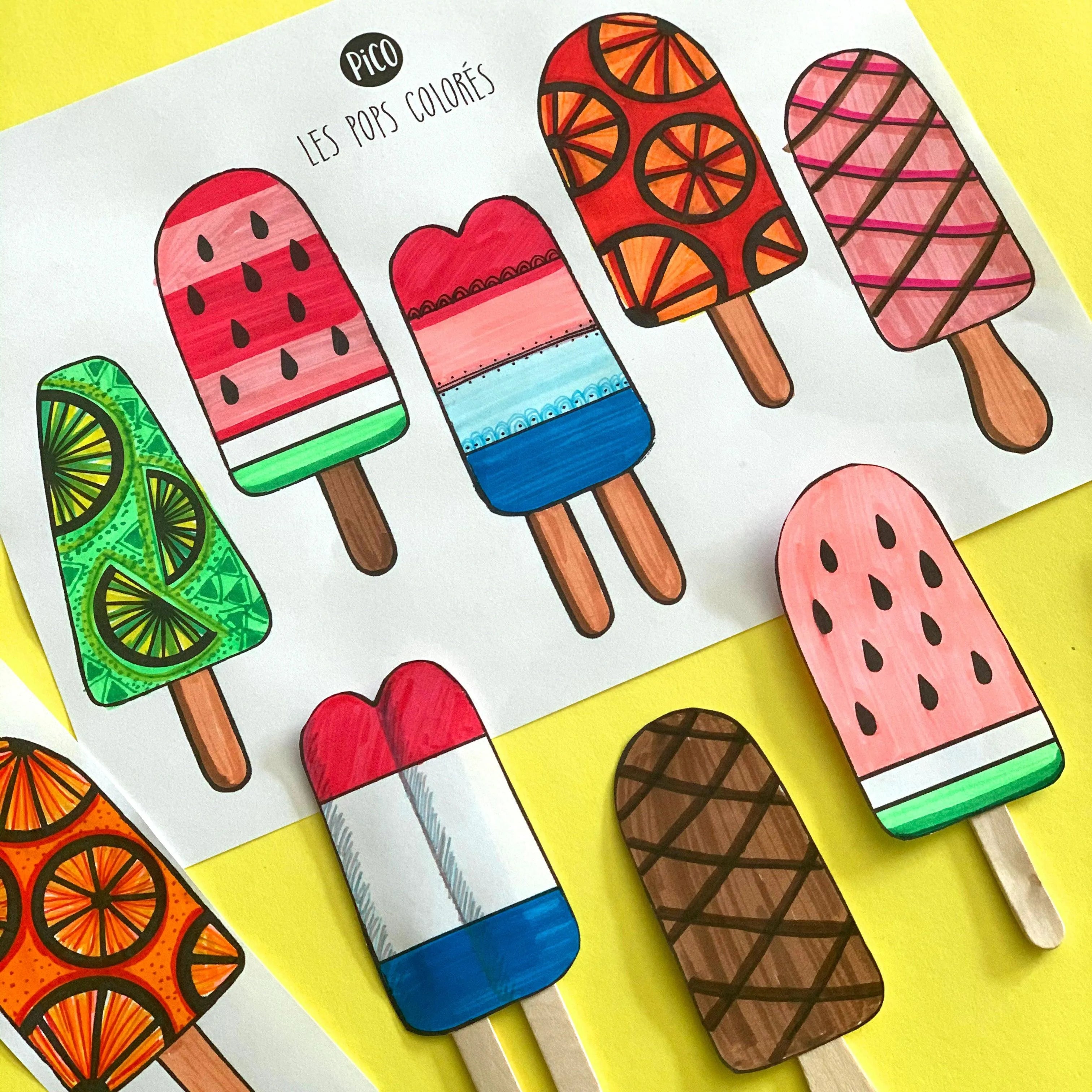 Popsicles Coloring Page - Printable Fun | PiCO Tatoo